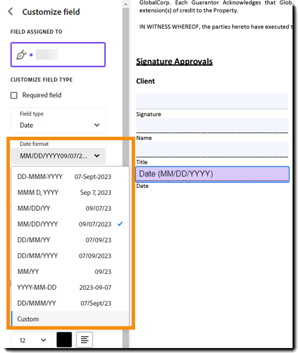 Custom field validations